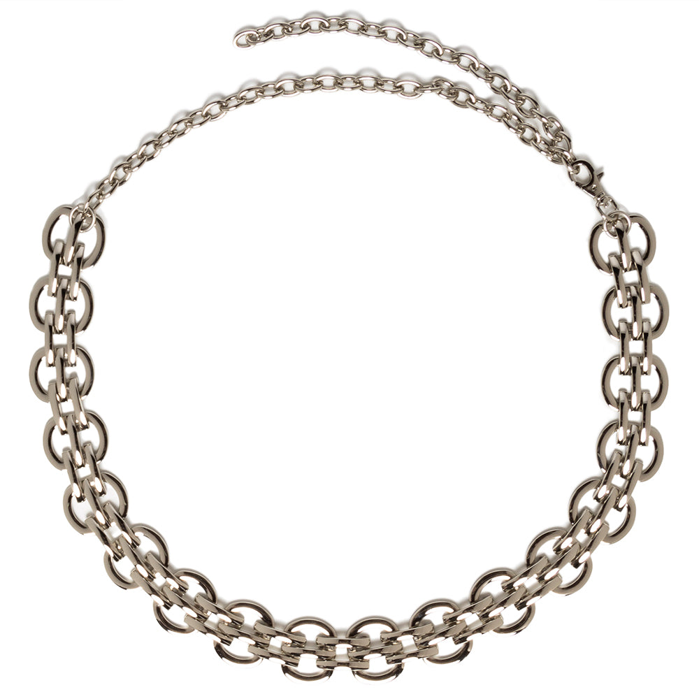 Women's One Size Chain Link Belt in Silver Tone Metal with Adjustable ...
